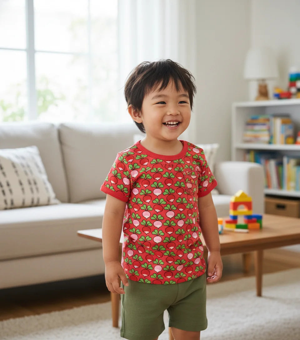 DUNS Sweden Radish Top - Rouge Red Organic Kids T-Shirt – Baby goes Retro
